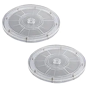 Coshar 2Pcs Lazy Susan Turntable with Acrylic 7.9" Organizers for Kitchen 200MM Food Storage Turntable Bearings Hardware for Cabinets Pantry Decorating Table Cake, Transparent