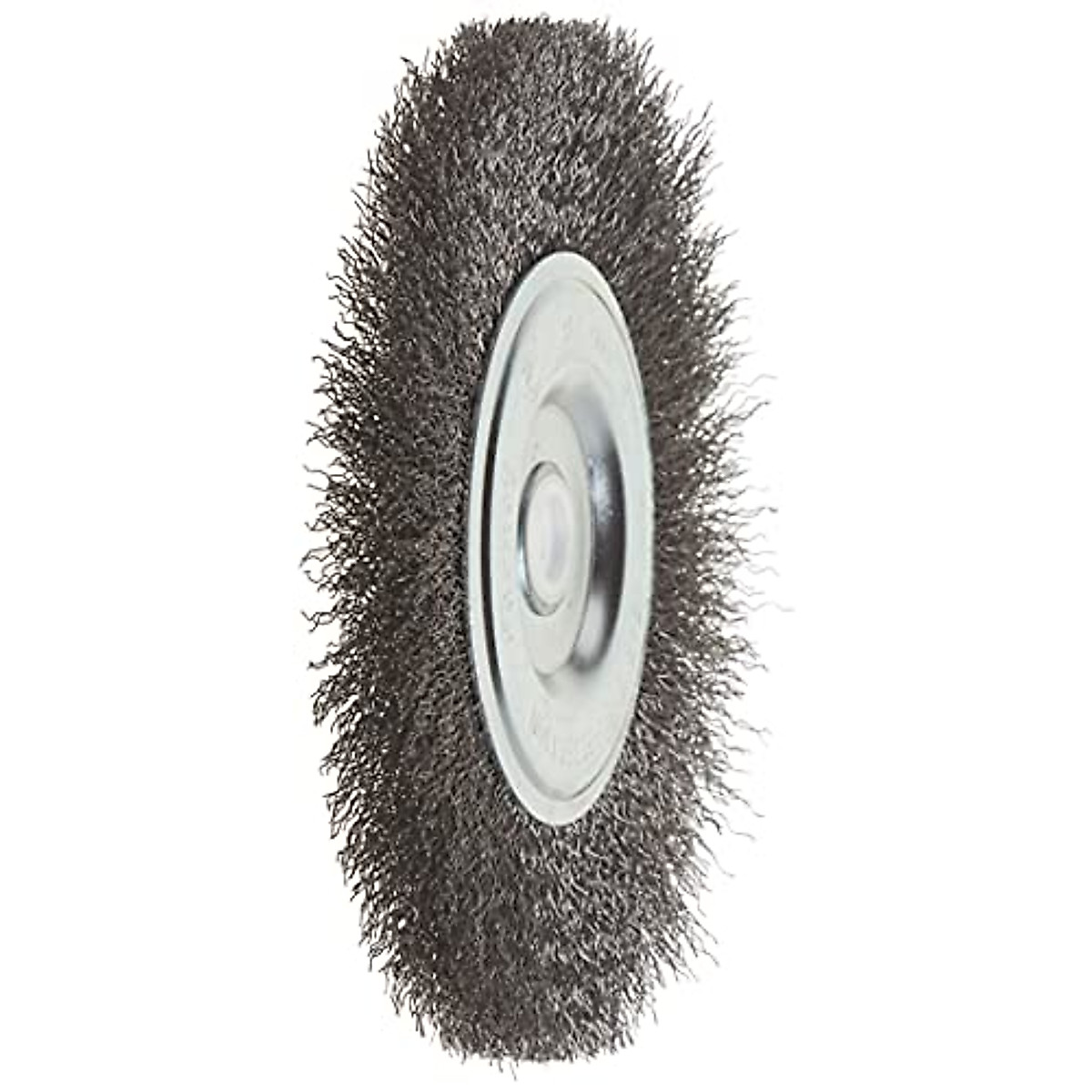 Forney 72745 Wire Bench Wheel Brush, Coarse Crimped with 1/2-Inch and 5/8-Inch Arbor, 6-Inch-by-.012-Inch