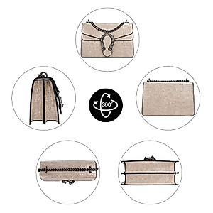 GLOD JORLEE Women's Chain Strap Crossbody Shoulder Purse - Fashion Classic Stone Crocodile Pattern Leather Square Flap Handbags Satchel(Khaki)