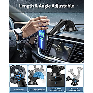 Magnetic Wireless Car Charger, 18W Fast Mag Safe Car Charging Dashboard Mount with Adjustable Metal Air Vent Hook Compatible with iPhone 14/13 Pro/13 mini/12/12 Pro/12 Pro Max/12 Mini