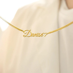 Corissy Personalized Name Necklace with Heart, Custom 18K Gold Plated Name Necklace with Birthstone, Customized Jewelry Gifts for Women