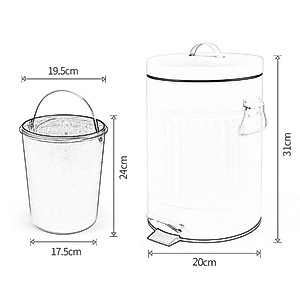 Trash can Retro Step with Lid Large Trash Bin Bathroom Garbage Can Large Wastebasket for Kitchen, Living Room,Bedroom,Office Soft and Quiet Lid Close (Color : Purple)