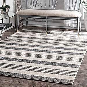 nuLOOM Striped Kelsi Area Rug, 7' 10" x 11' 2", Grey
