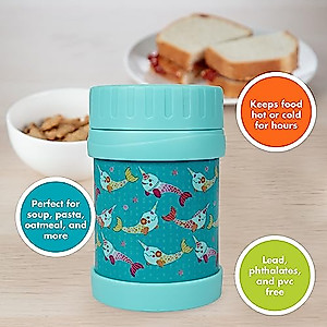 Bentology Stainless Steel Insulated Lunch 13 oz Jar for Kids –Large Leak-Proof Storage Container for Hot & Cold Food, Soups, Liquids - BPA Free - Fits Most Lunch Boxes and Bags - Narwhal