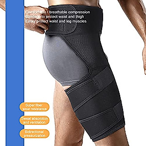 Groin Hip Brace for Women Men, Hip Thigh Support Brace Compression Brace for Hamstring, Thigh, Sciatica, Arthritis, Bursitis, Injuries, Nerve Pain Relief