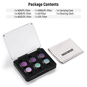 NEEWER ND/PL Filter Set Compatible with DJI Mini 4 Pro, 6 Pack UV CPL ND8/PL ND16/PL ND32/PL ND64/PL Polarizer Neutral Density Drone Lens Accessories, Multi Coated HD Optical Glass/Aluminum Frame