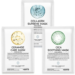 #OOTD Vegan Hydrating Korean Face Mask Sheet Pack Gift Set [30 Count] Brightening Nourishing Facial Masks with Collagen Hyaluronic Acid Ceramide Cica Peptide Vitamin C Kbeauty Face and Skin Care