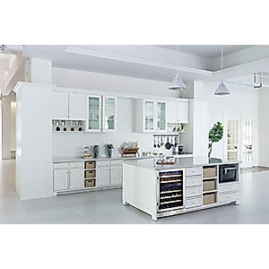 Kalamera 24'' Wine Cooler Refrigerator 46 Bottle Dual Zone Built-in or Freestanding Fridge with Stainless Steel & Triple-Layer Tempered Reversible Glass Door and Temperature Memory Function