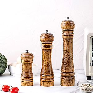Oak Wooden Pepper or Salt Mill with 10 inch tall with a Adjustable Ceramic Rotor and easily refillable Grinder Pepper Mill Grinder Ceramic Adjustable Coarseness Grinder