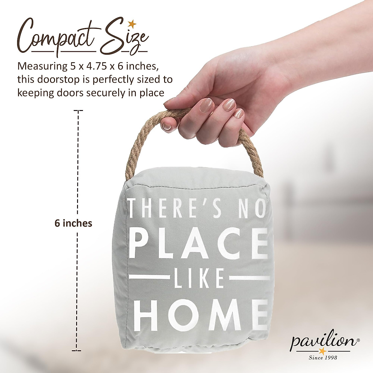 Pavilion Gift Company 72157 No Place Like Home Door Stopper, 5 by 6-Inch , Gray
