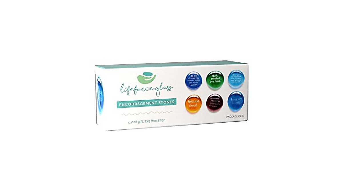 Lifeforce Glass Encouragement Stones Set of 6 - Inspirational Quotes