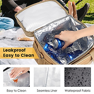 holuxer Large Expandable Tactical Lunch Box for Men, Durable Insulated Leakproof Lunch Bag, Heavy Duty Cooler Bag for Work Outdoor Picnic Travel Office Adults, Black, 15L