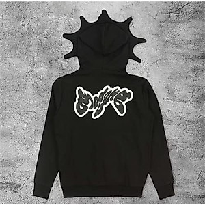 KOSUSANILL Y2k Womens Men Full Zip Up Designer Hoodies Over Face Retro Lazy Style Harajuku Puff Graphic Print Oversized Jacket Streetwear