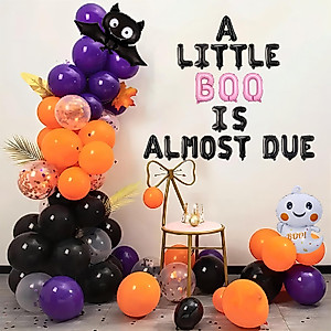 Halloween Baby Shower Party Decorations for Girl,White Pink and Black A Little Boo is Almost Due Baby Shower Foil Balloon,Ghost Bat Balloon for Girls Baby Shower Theme Birthday Party Decor