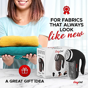 EasyLint Professional Fabric Shaver Lint Remover, Electric Sweater Shaver for Clothes & Furniture Works with AC Adapter or Batteries, Pilling Remover with 2-Blades, Cleaning Brush & Power Cord