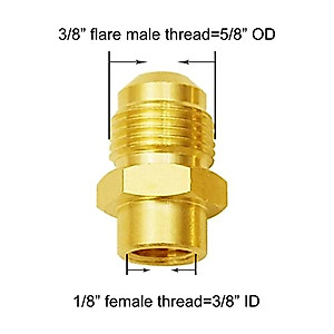 Joywayus Brass 1/8" NPT Female x 1/4" Propane Quick Connect Disconnect Conversion Plug Kit & 1/8" NPT Female x 3/8" Flare Male Adapter Fitting