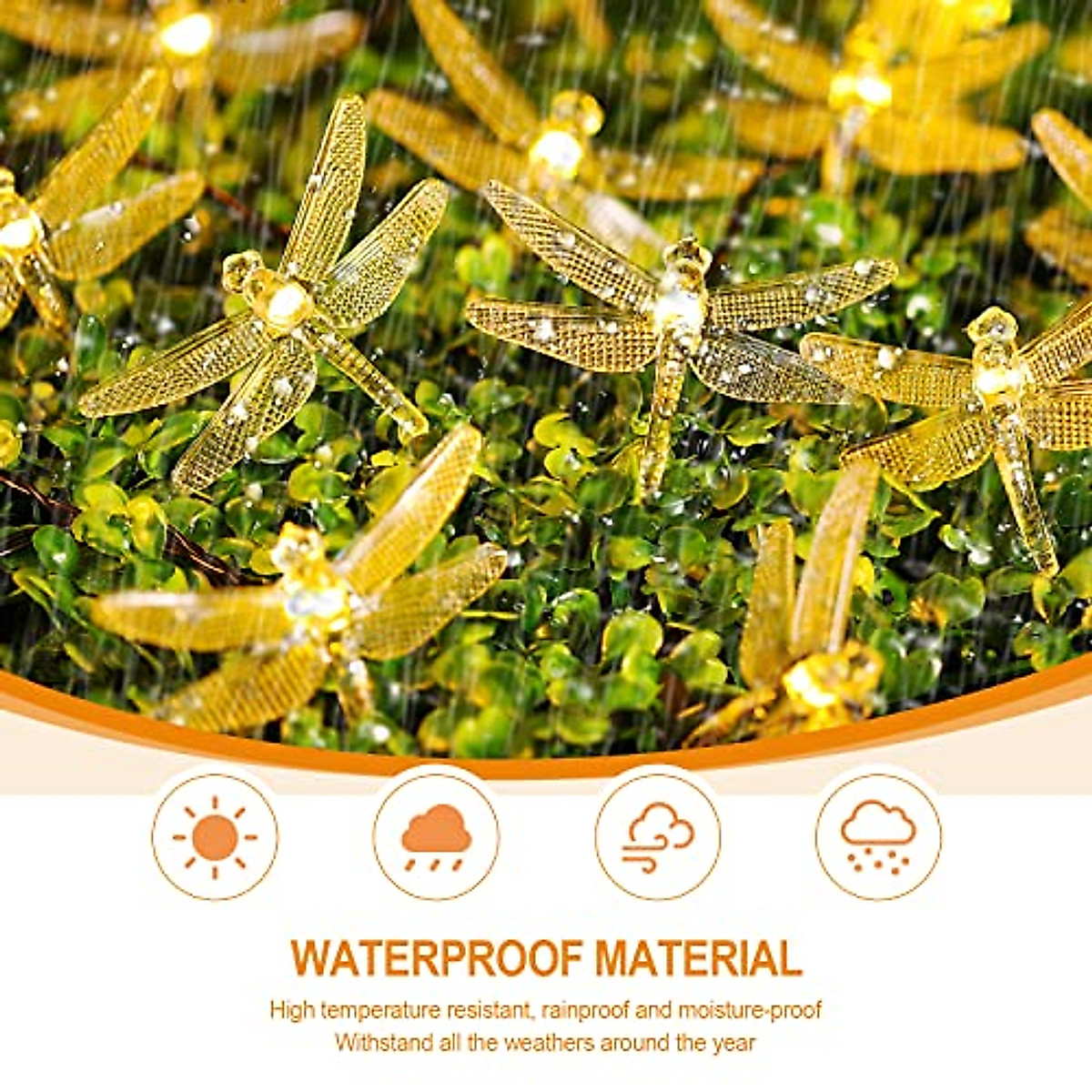 BLOOMWIN Dragonfly Solar String Lights Solar Christmas Lights Outdoor Waterproof 30 LED 21.3ft Warm White 8 Modes Dragonfly Fairy Lights Hanging Decorative Lighting for Garden Patio Yard Home Wedding