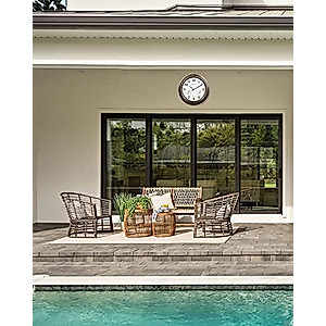 SkyNature Outdoor Clocks Large Waterproof with Thermometer and Hygrometer - 18 Inch Silent Battery Operated Metal Clock, Decorative Garden Clock for Patio, Pool and Home - Bronze