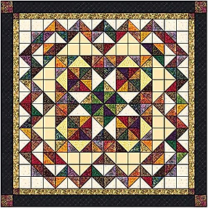 Material Maven Precut Quilt Kit Trade WindsBenartex Bali Batiks and tonals, Multi Color, 69inch x69inch