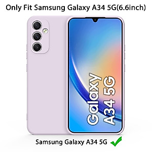 AK for Samsung Galaxy A34 5G Case, Stylish Slim Liquid Silicone Full-Body Protective Cover for Samsung Galaxy A34 5G Phone Case (Grass Purple)