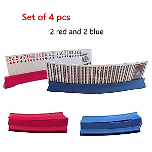 JJHREI 4 Pack Playing Cards Holder - Foldable Card Holders for Playing Cards - Curved Playing Card Rack for Kids Seniors Arthritis