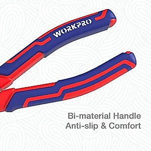WORKPRO 7-Inch Diagonal Pliers in CRV Steel for Cutting Wires, Bi-material Handle Comfort Grip