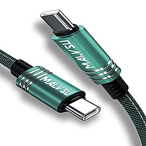 USB C to USB C Cable 100W 5A [2-Pack 6.6ft], MALVSU Type C Fast Charging Cord Compatible with MacBook Pro, iPad Pro 2020/2018, iPad Air 2020,Note 20/10 Ultra,Dell XPS 15/13 and More