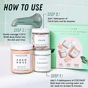 Herbivore Botanical Bath Ritual Set - Includes Coconut Bath Soak, Coco Rose Body Polish & Calm Bath Salts