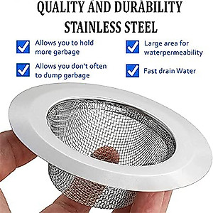 Kitchen Sink Strainer - Stainless Steel, Large Wide Rim 4.5", Anti Clogging, Wire Mesh Sink Strainers - Deep Basket, Quick Outflow, Effective Catching Debris (2-Pack)