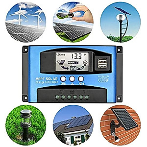 Y&H 100A 12V/24V MPPT Solar Charge Controller w/LCD Display Dual USB and WiF, Solar Panel Regulator fit for Gel Flooded and Lithium Battery Model: BL912-100A-WIF (Blue)