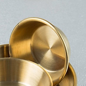 JINJIASUYISU 2Pcs Stainless Steel Sauce Dishes Dip Bowls Seasoning Dishes Sauce Bowl Stainless Steel Golden Dip Bowls Serving Dishes Set For Serving Sushi Sauces And Other Sauces And Seasonings