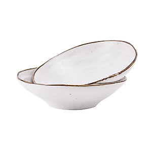 Uaral Pasta Bowls Large Salad Bowl Ceramic Soup Bowl,40 Ounce Wide and Shallow Serving Bowl,Set of 2, (Reactive White)
