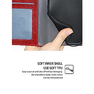 Arseaiy Case for VIVO V20 Flip Phone Case PU Leather Zipper Pocket Wallet Case Cover with Card Holder Kickstand Shell Red