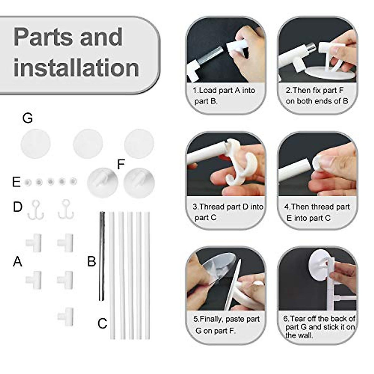 Towel Rack Bathroom Towel Rack Tower Rack Storage on Kitchen Wall with Metal Rod No Punching Installation (White 5 Layers)