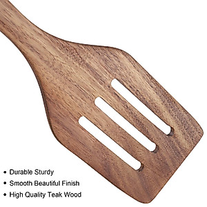 Wooden Cooking Utensils Set 4-Piece Wood Kitchen Utensil Set for Non Stick Cookware Wooden Spatula,Fork,Turner,Ladle,Strainer Spoons