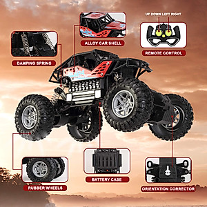 RC Cars, Remote Control Car, Scale Off Road Monster Trucks 25+ MPH Speed 2.4GHz All Terrain, 2 Rechargeable Batteries Toy Crawlers Vehicles for 6 7 8 9 10 11 12 Years Old Boys and Girls (Gd1)