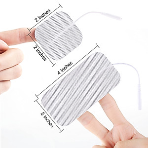 LYINIE TENS Unit Pads 32Pcs, 3rd Gen Reusable Latex-Free Replacement Pads Electrode Pads with Upgraded Self-Stick Performance for Muscle Stimulator Electrotherapy (2"x2" 16pcs, 2"x4" 16pcs)