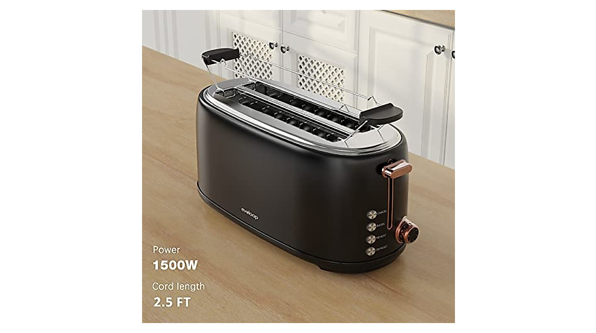 Evoloop 4 Slice Stainless Steel Toaster with Warming Rack