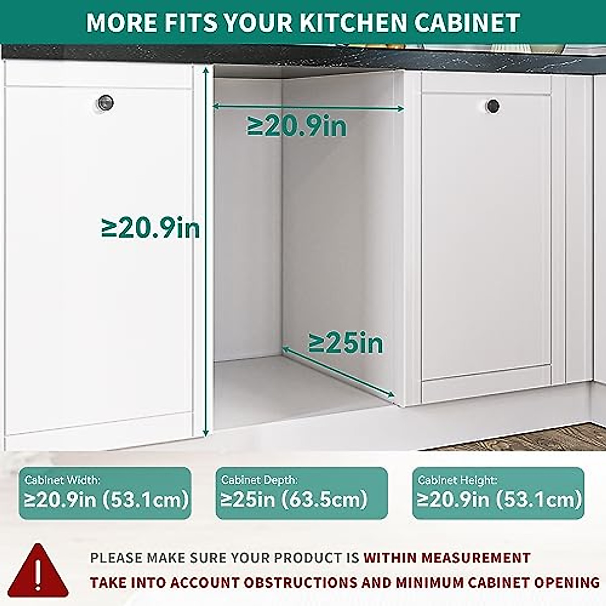 YITAHOME Double 27 Quart Pull-Out Trash Can with Soft-Close Slides, Sliding Under Mount Kitchen Waste Garbage Container for 20.9" W x 25" D x 20.9" H Minimum Cabinets, Gray