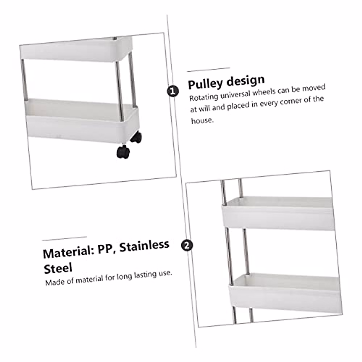 USHOBE Trolley 4 Storage Rack Kitchen Slide Out Cart Bathroom Rolling Cart Storage Rack with Wheels Makeup Rolling Cart Slim Storage Cart Wheel Dolly Cosmetics Organizer Storage Basket