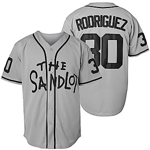 The Sandlot Benny The Jet Rodriguez Michael Squints Palledorous Alan Yeah-Yeah McClennan Bel Air 3D Print Baseball Jersey (XXX-Large, 30-Grey)