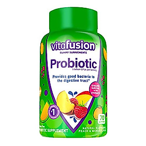 Vitafusion Probiotic Gummy Supplements, Raspberry, Peach and Mango Flavored Probiotic Nutritional Supplements, 70 Count