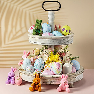 12 Pieces Easter Stuffed Fabric Bunnies Egg Carrot Rustic Farmhouse Decor Stuffed Bunny Rabbit Egg Carrot Vase Fillers for Easter Home Wedding Farmhouse Basket Bowl Fillers Tiered Trays (Eggs)