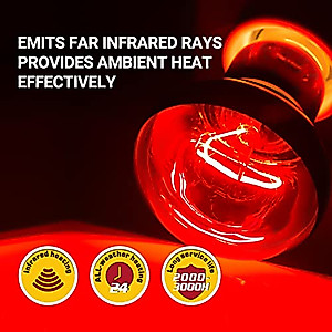 REPTI ZOO 2 Pack Infrared Heat Lamp, 100W Reptile Heat Emitter Infrared Basking Spot Light, Red Heat Lamp for Chickens Coop Reptile Pets Brooder Use