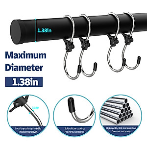 ACMETOP 12 Pack S Hooks for Hanging, S Hooks Stainless Steel with Safety Buckle, Metal Hooks Fitting Diameter up to 1.26 Inch, Heavy Duty for Hanging Pots and Pans, Coffee Cups, Clothes, Plants