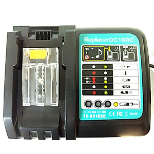 ANOITD DC18RC 14.4V-18VLi-Ion Battery Charger Compatible with Makita DC18RC DC18RD DC18RA DC18SD DC18SF to Work with BL1830 BL1840 BL1850 BL1860 BL1840B BL1820 BL1815 BL1430 BL1450 Makita 18V Battery