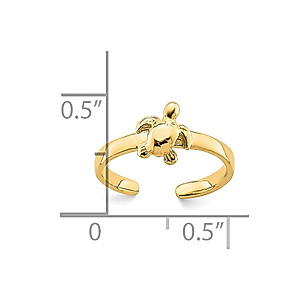 Solid 14k Yellow Gold Adjustable Sea Turtle Toe Ring Adjustable