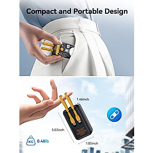 NEWDERY for Apple Watch Charger, 10000mAh Portable Charger Power Bank Built-in Cables, USB C Fast Charging External Battery Pack with LED Display for iPhone15/14/13/12/iWatch/Airpods/Galaxy Phones