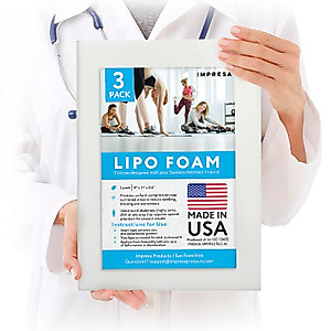 IMPRESA White Liposuction Foam Pads - 3 Pack - Aftercare for Liposuction, Tummy Tuck Surgery, and C-Sections - Great to Use with Post Surgery Compression Garments or Medical Corset (8 x 11 x 0.5 in)