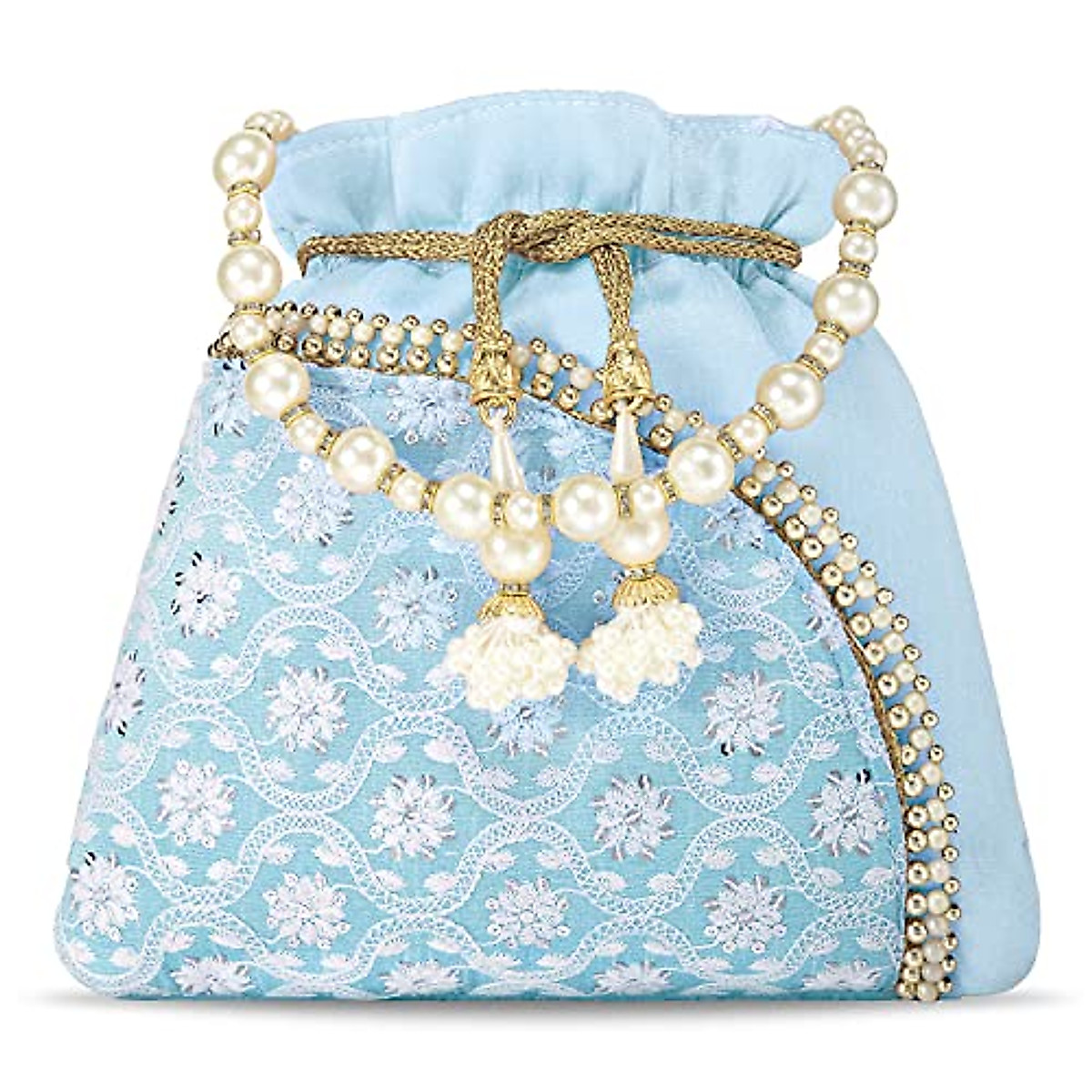 Aheli Potli Bags for Women Evening Bag Clutch Ethnic Bride Purse with Drawstring (P39SB)